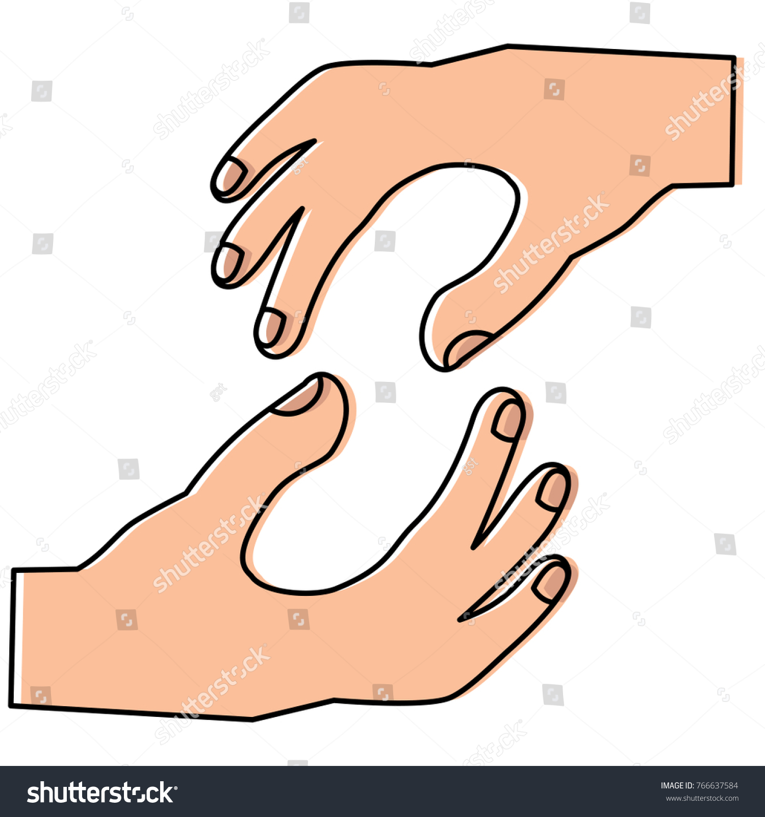 Two Human Hands Gesture Support Design Stock Vector (Royalty Free ...
