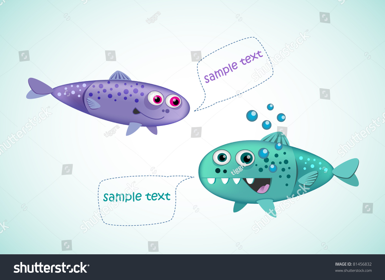 Two Illuminated Little Fish Talking Together Stock Vector 81456832 ...