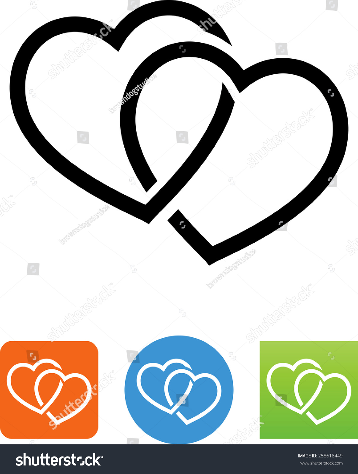 Two Intertwined Hearts Icon Stock Vector 258618449 - Shutterstock