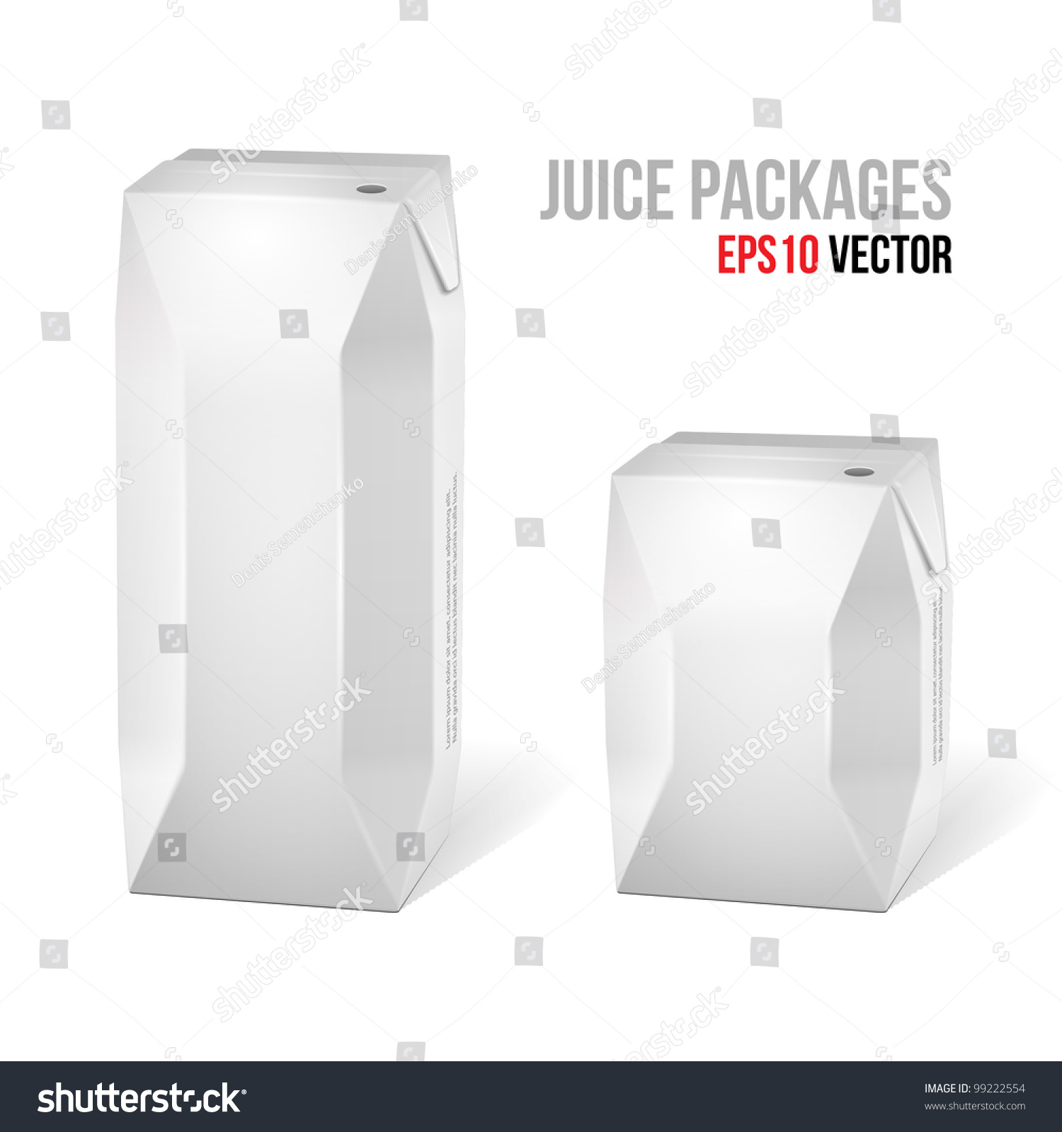 Two Juice Carton Packages Blank White Stock Vector (Royalty Free) 99222554