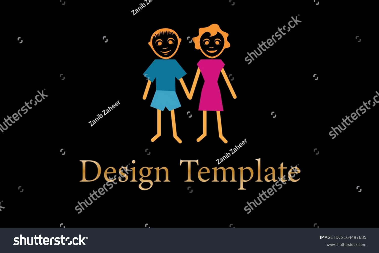 Two Kids Icon Vector Monogram Logo Stock Vector (Royalty Free ...