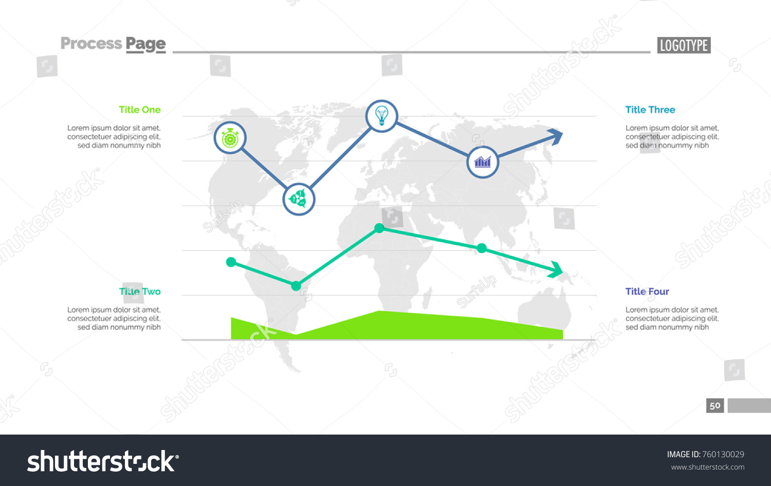 Two Line Charts Slide Template Stock Vector (Royalty Free) 760130029