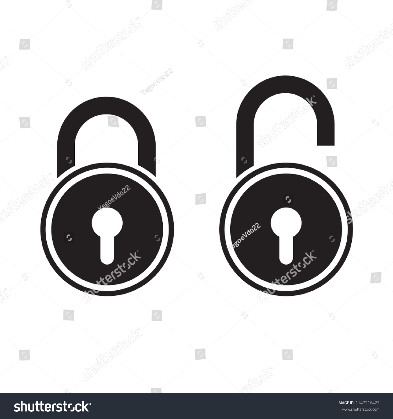 Two Lock One Opening Second Locked Stock Vector (Royalty Free) 1147216427