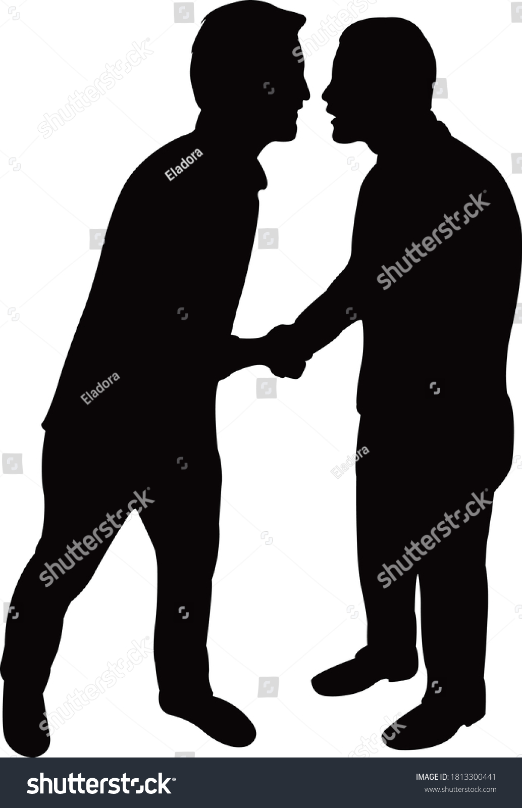 Two Men Greeting Silhouette Vector Stock Vector (Royalty Free ...
