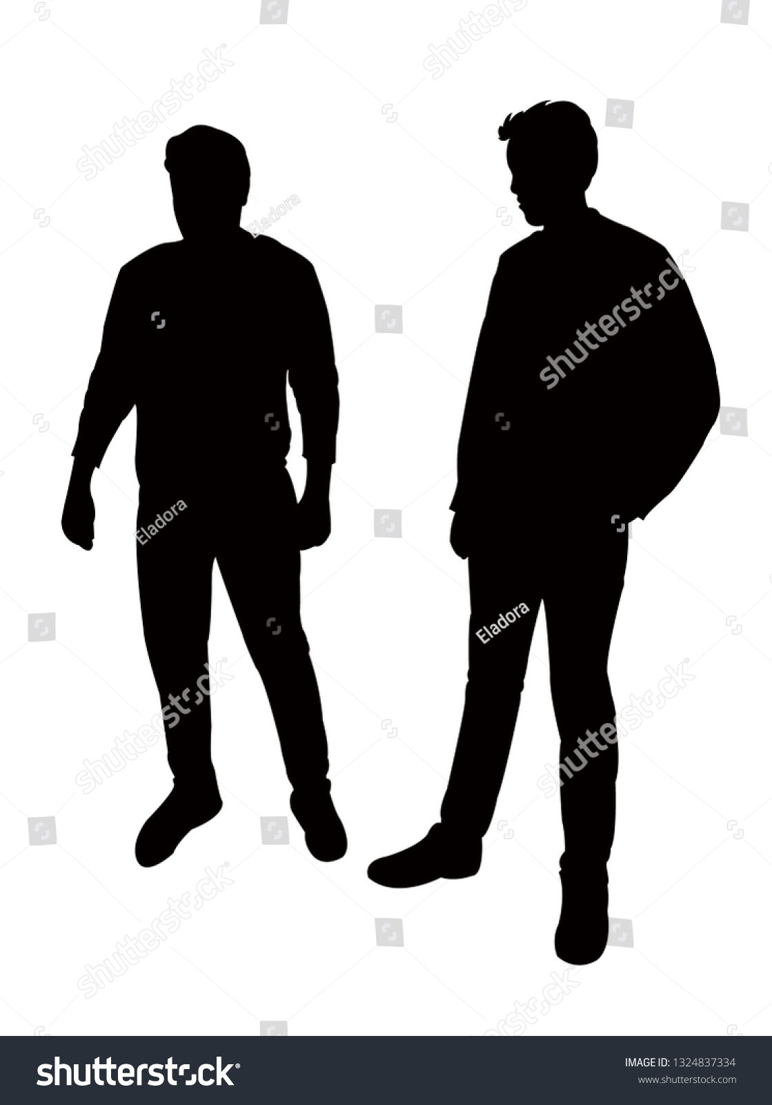 Two Men Silhouette Vector: vector de stock (libre de regalías ...