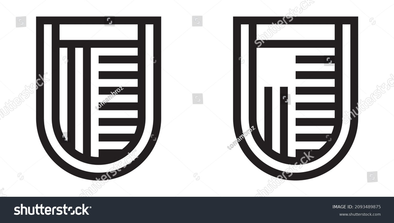 Two Monochrome Vector Striped Shield Logos Stock Vector (Royalty Free ...