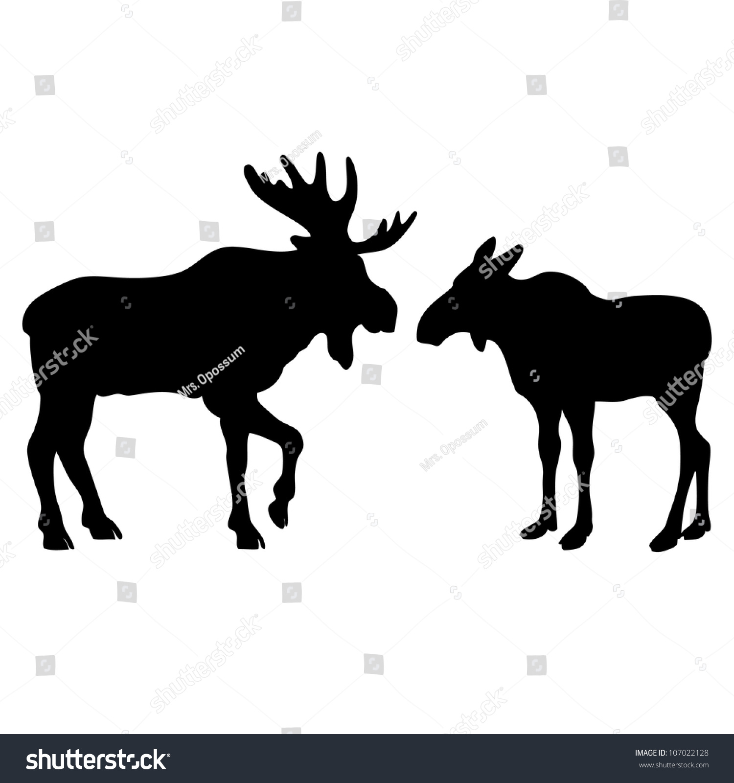 Two Moose Love Silhouettes Stock Vector (Royalty Free) 107022128 ...