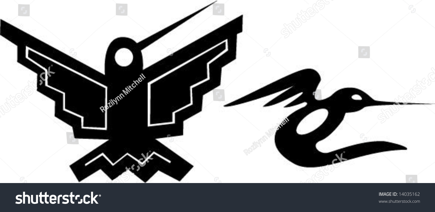 Two Native American Hummingbird Illustrations Stock Vector (Royalty ...