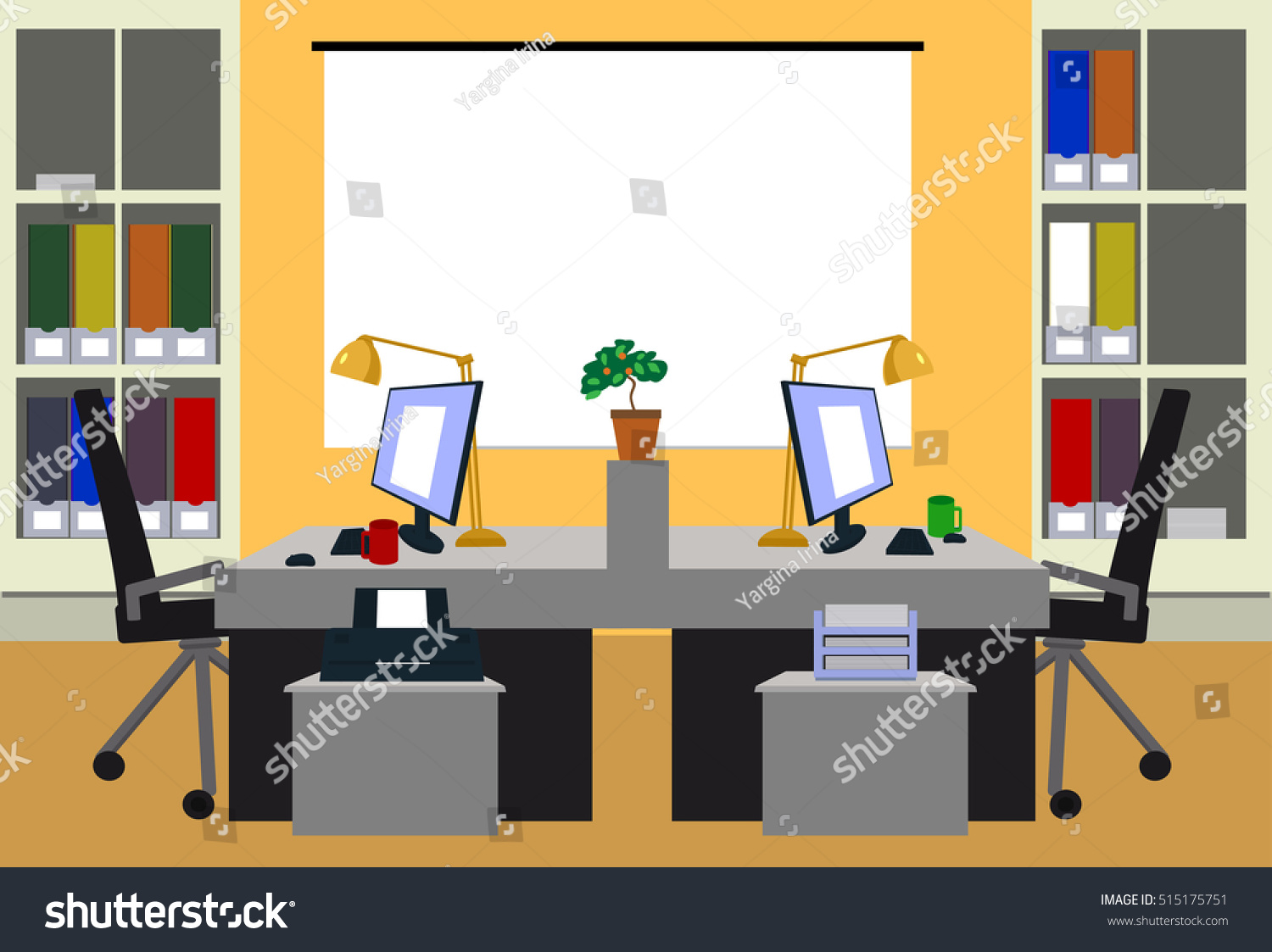 Two Office Workplaces: vector de stock (libre de regalías) 515175751 ...