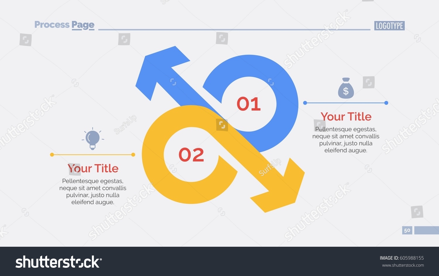 Two Opposing Arrows Slide Template: vector de stock (libre de regalías ...