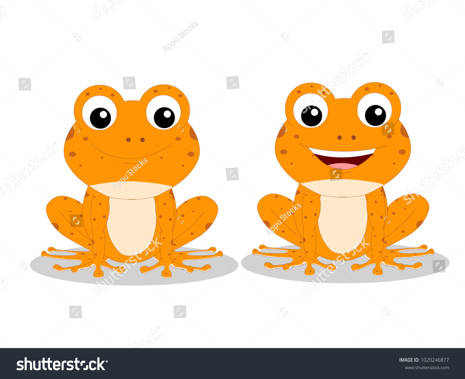 Two Orange Frogs Spots Cartoon Vector: vector de stock (libre de ...