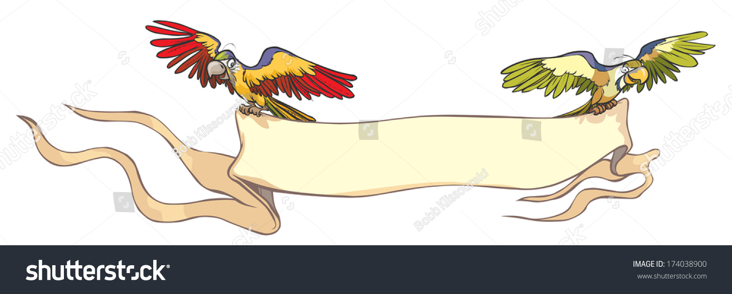 Two Parrots Banner Stock Vector (Royalty Free) 174038900 | Shutterstock