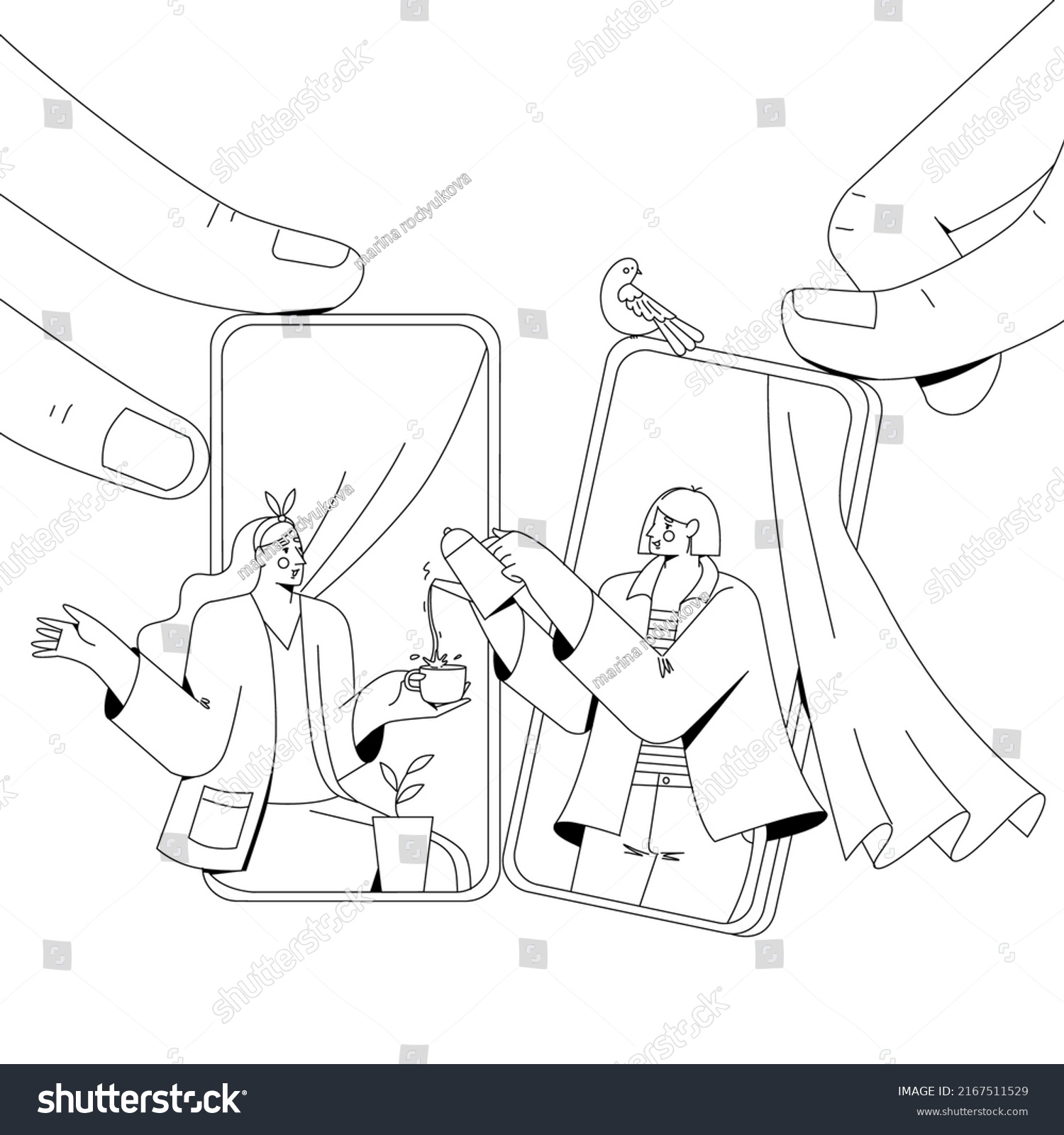 Two People Communicate Using Phone Stock Vector (Royalty Free ...