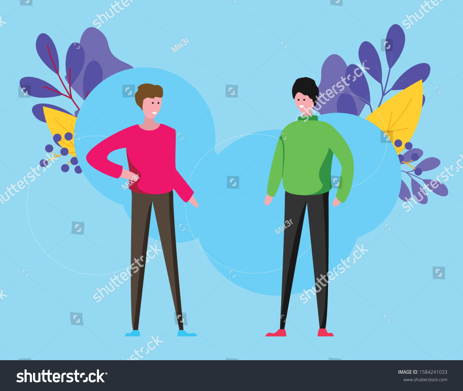 Two People Talking Vector Flat Illustration: vector de stock (libre de ...