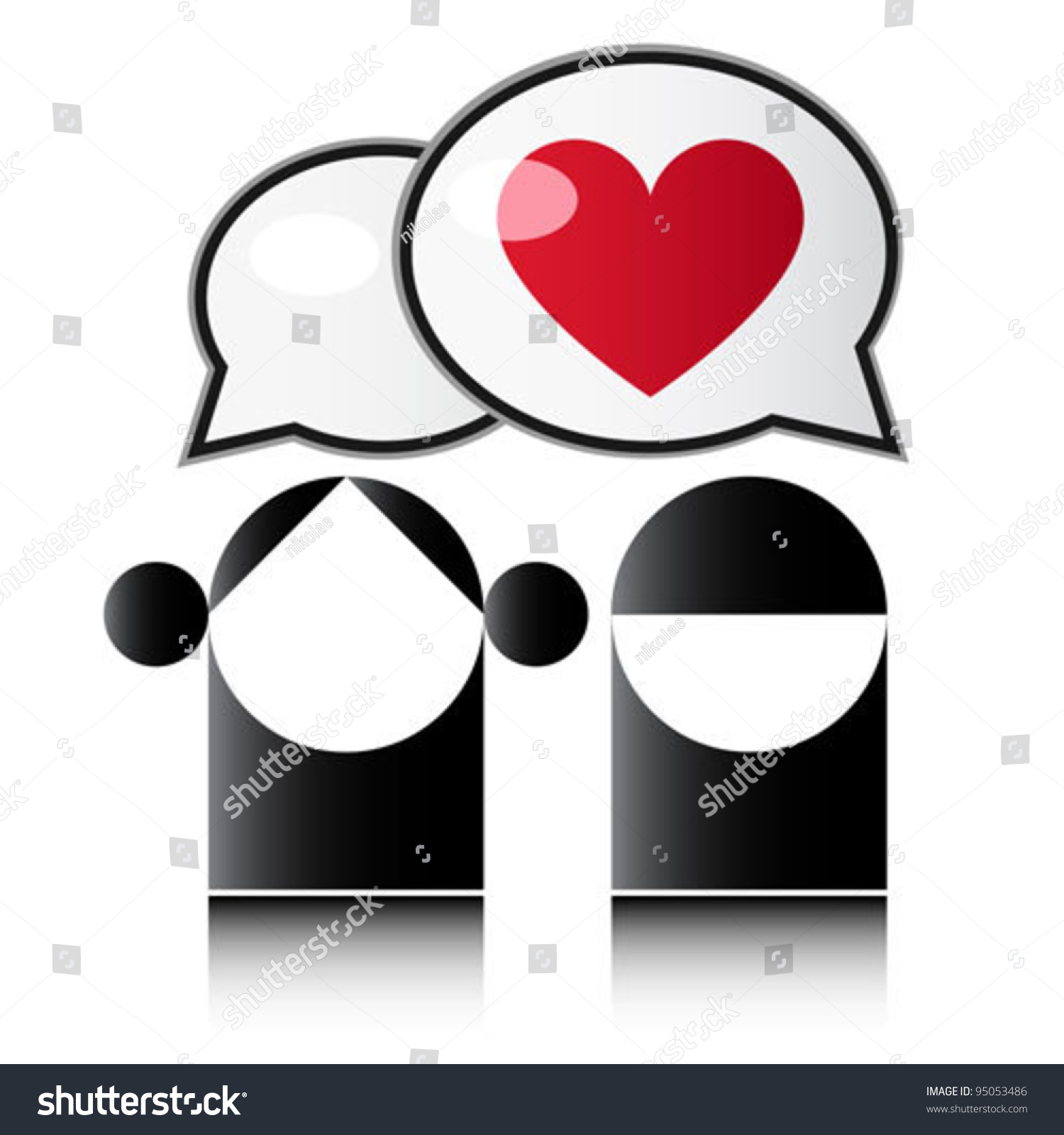 Two People Red Heart Stock Vector (Royalty Free) 95053486 | Shutterstock