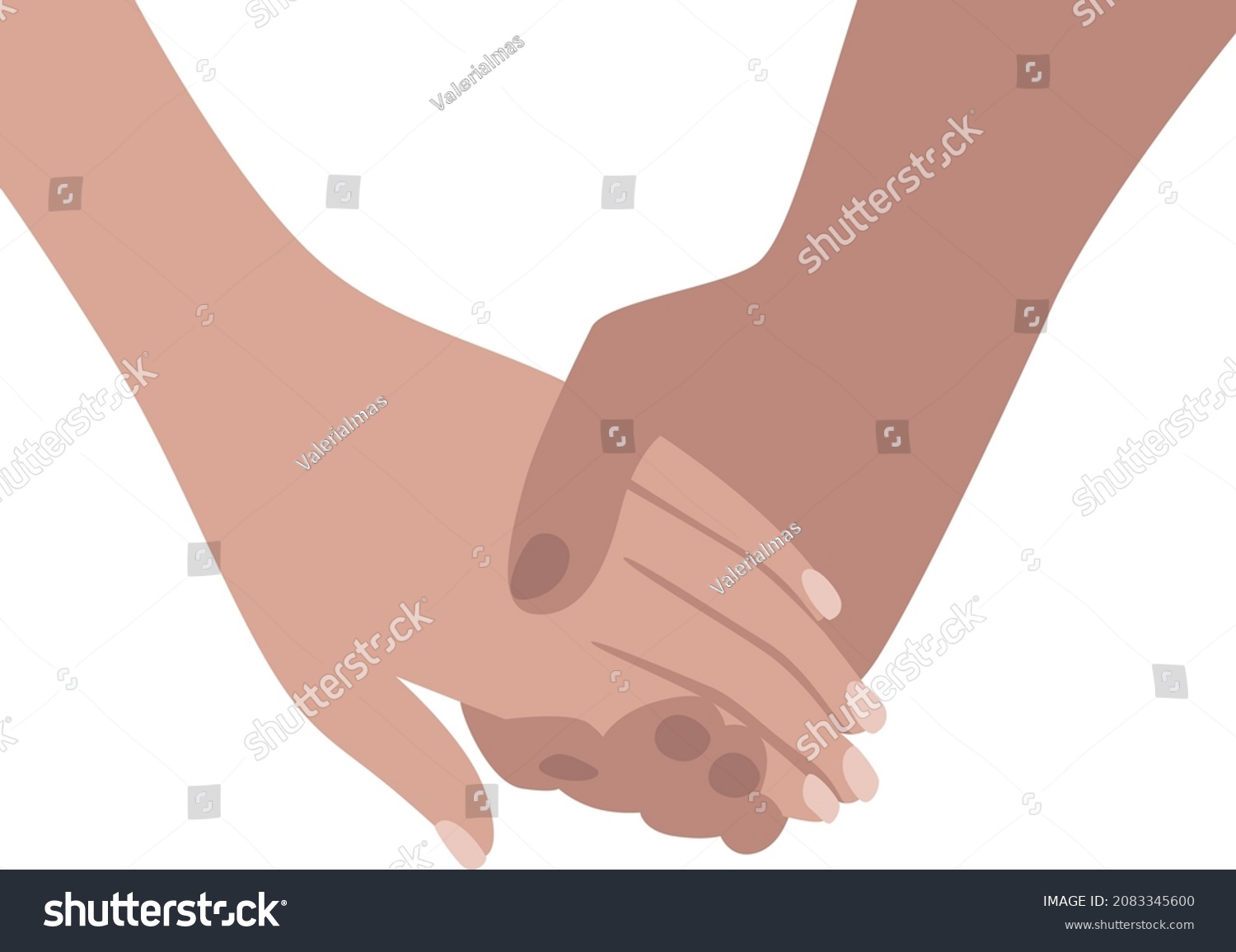Two Persons Holding Their Hands Stock Vector (Royalty Free) 2083345600 ...