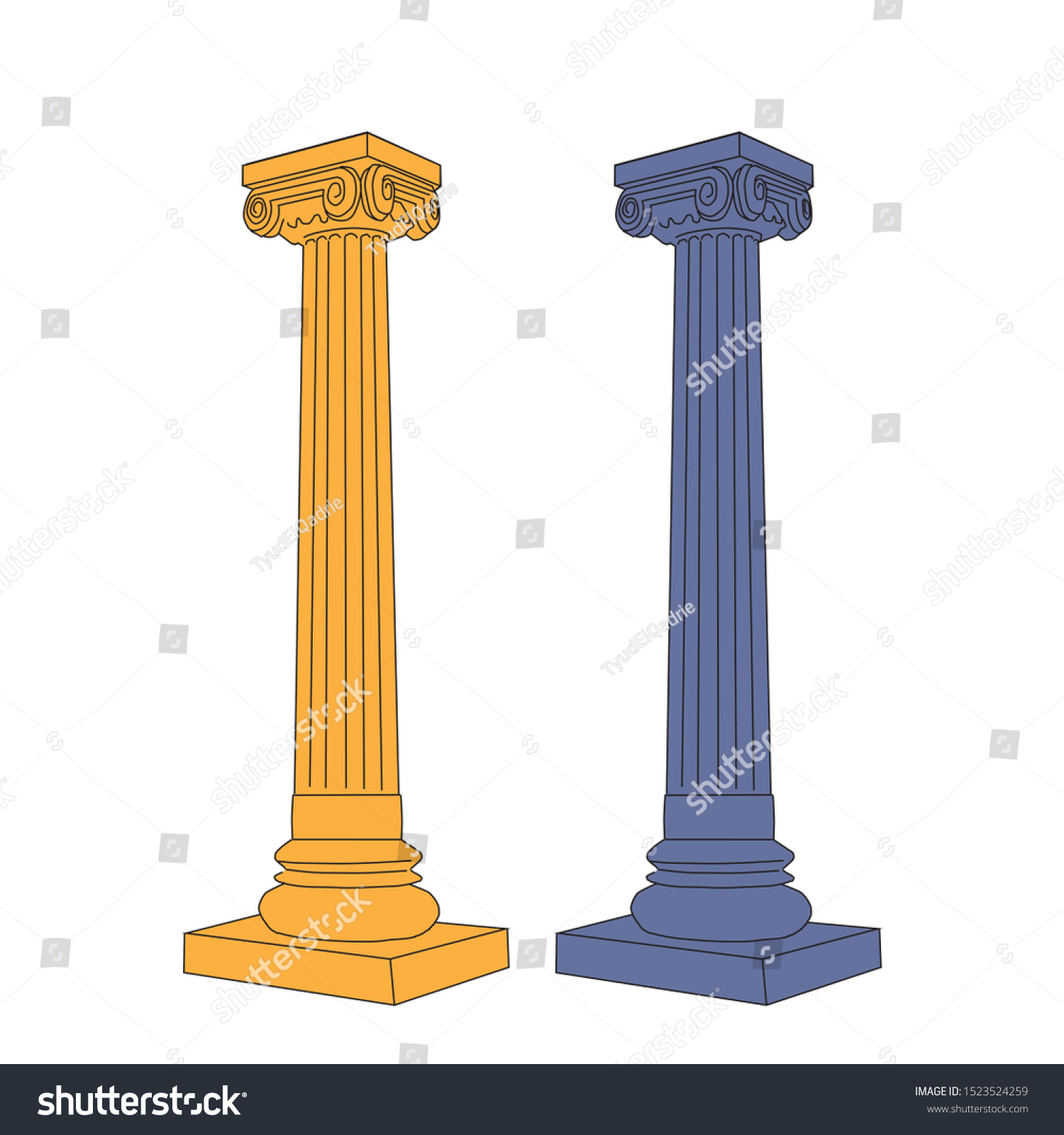 Two Pillars Vector Illustration White Background: Stock-Vektorgrafik ...