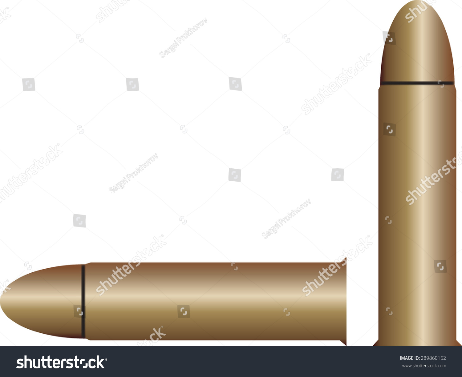 Two Pistol Gun Cartridges On White Stock Vector (Royalty Free ...