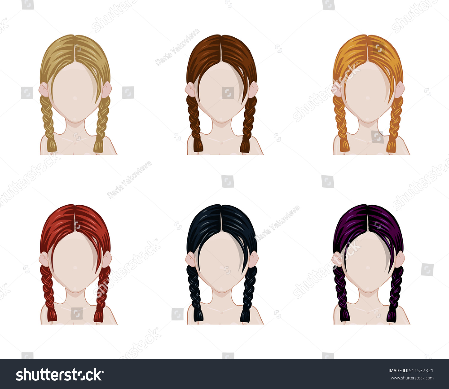 Two Plaits Hairstyle Stock Vector (Royalty Free) 511537321 | Shutterstock