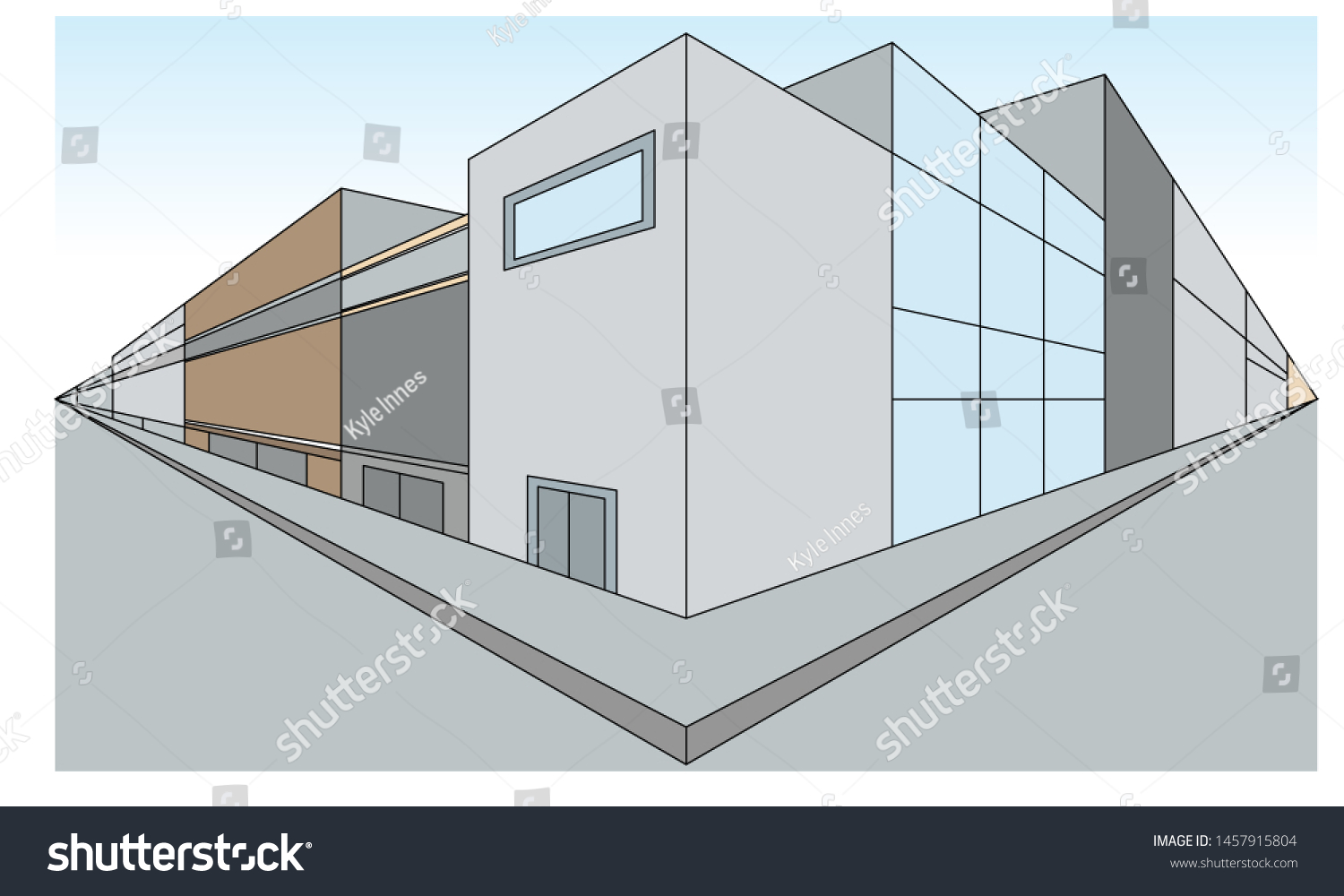 Two Point Perspective Street Corner Illustration Stock Vector (Royalty ...