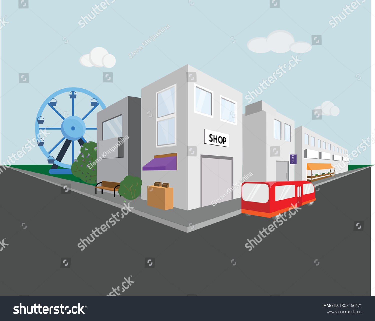 Two Point Perspective Street Corner Illustration Stock Vector (Royalty ...