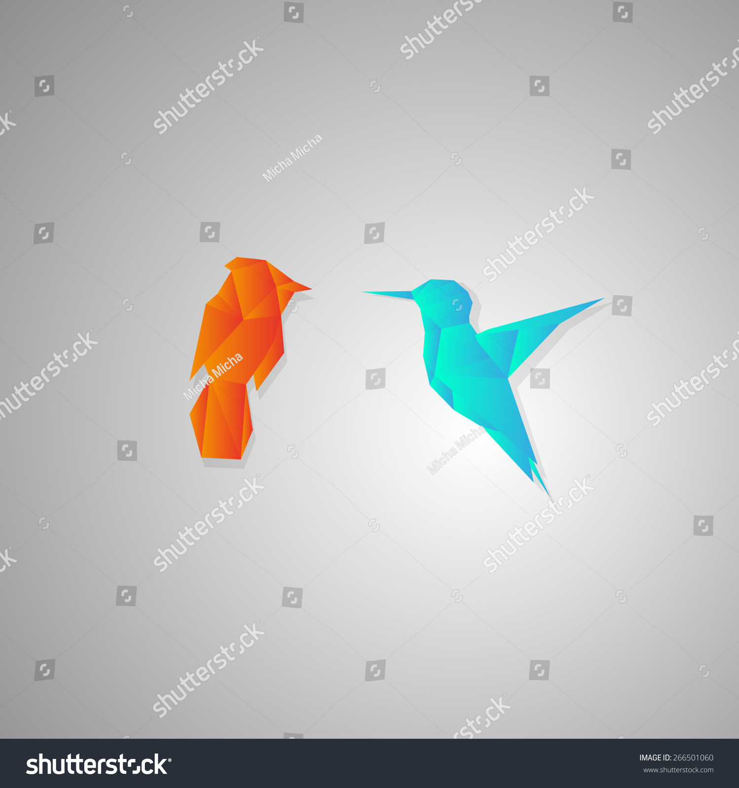 Two Polygonal Geometric Birds Vector Illustration Stock Vector (Royalty ...