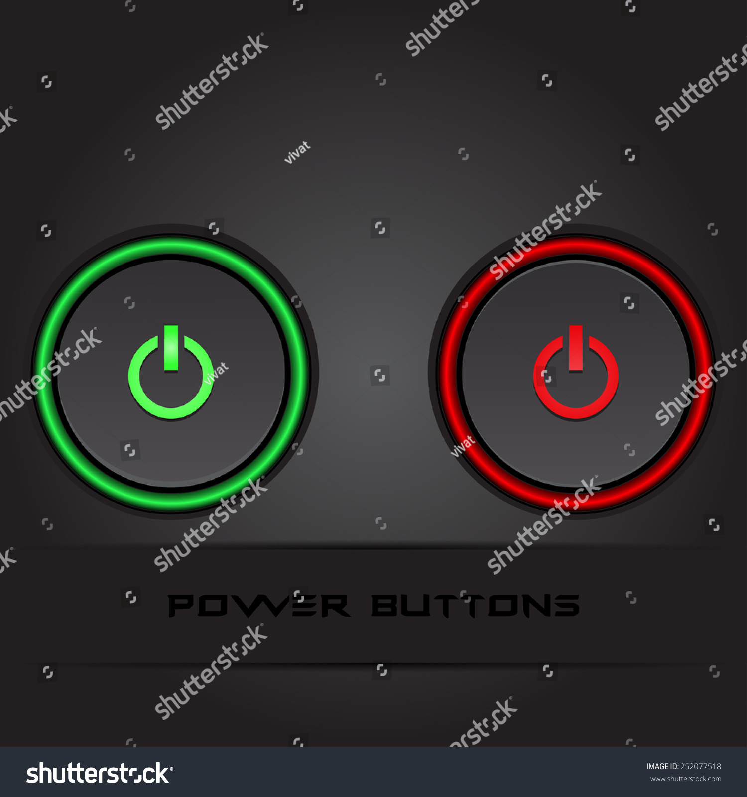 Two Power Buttons On Black Background Stock Vector (Royalty Free) 252077518