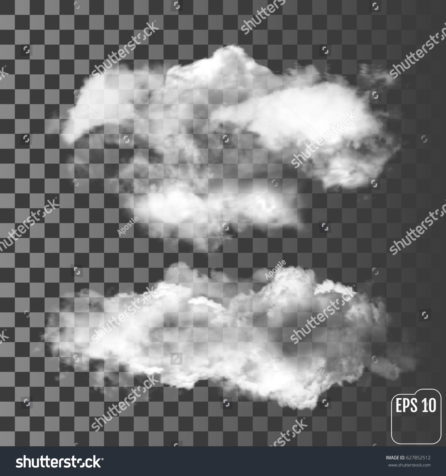 Two Realistic Clouds On Transparent Background 스톡 벡터(로열티 프리) 627852512 ...