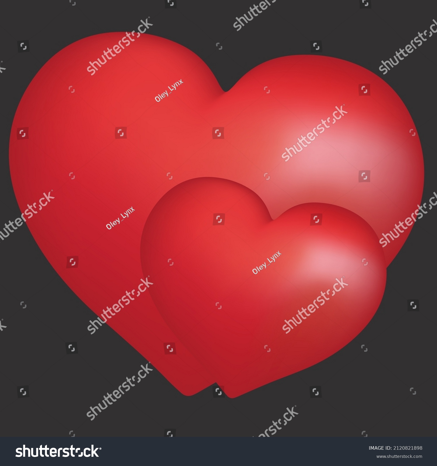 Two Red Threedimensional Hearts 3d Vector Stock Vector (Royalty Free ...