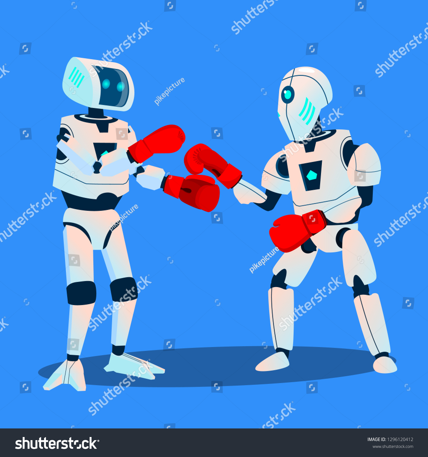 Two Robots Boxing On Ring Vector: vector de stock (libre de regalías ...