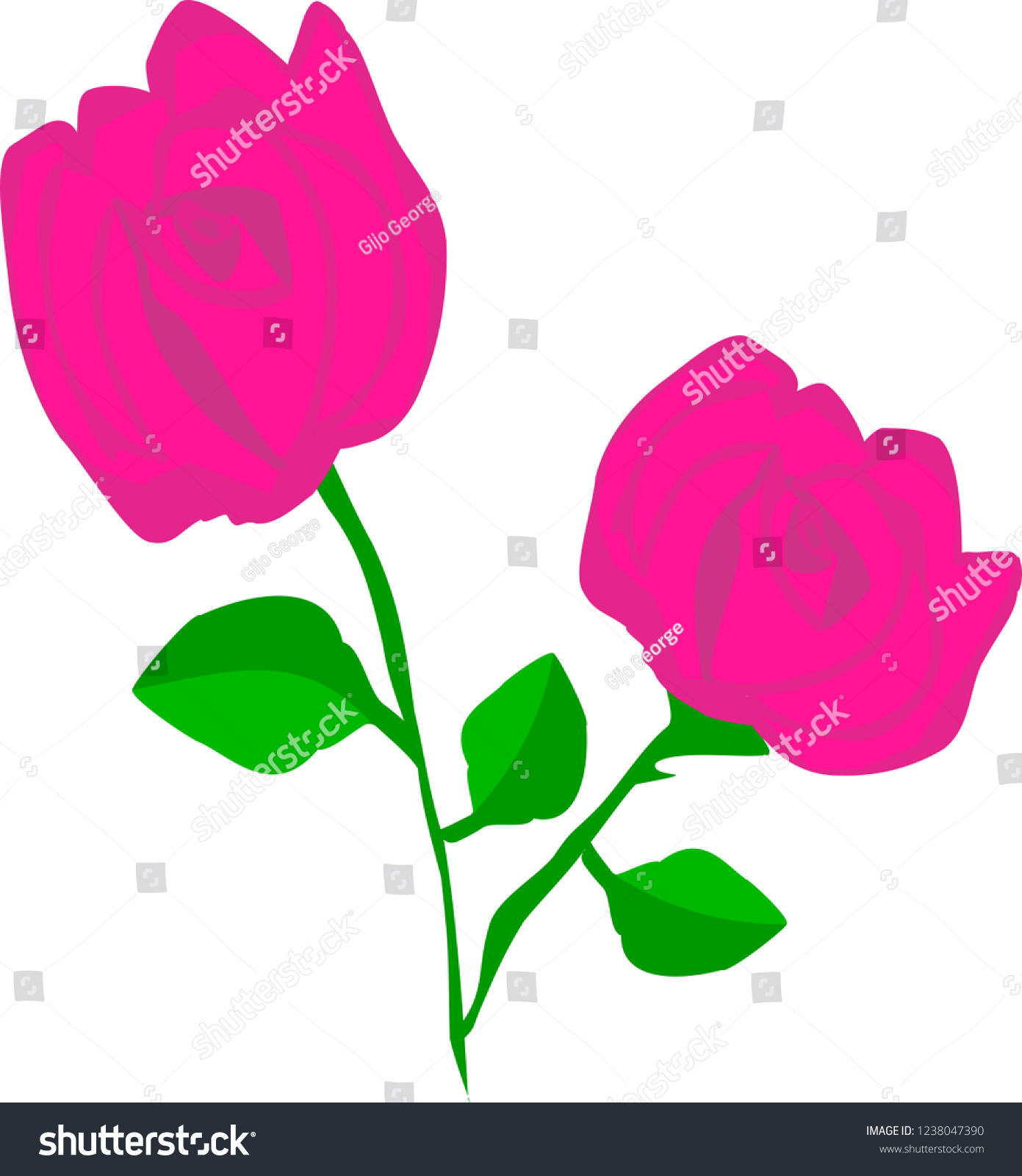 Two Rose Flowers Isolated: เวกเตอร์สต็อก (ปลอดค่าลิขสิทธิ์) 1238047390 ...