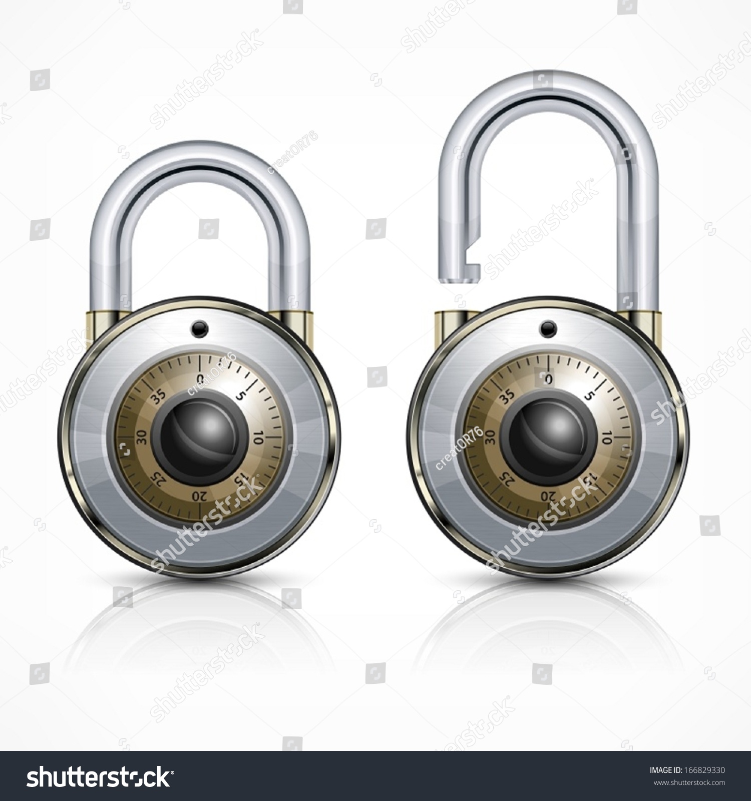 Two Round Metallic Code Padlock Isolated Stock Vector (Royalty Free ...