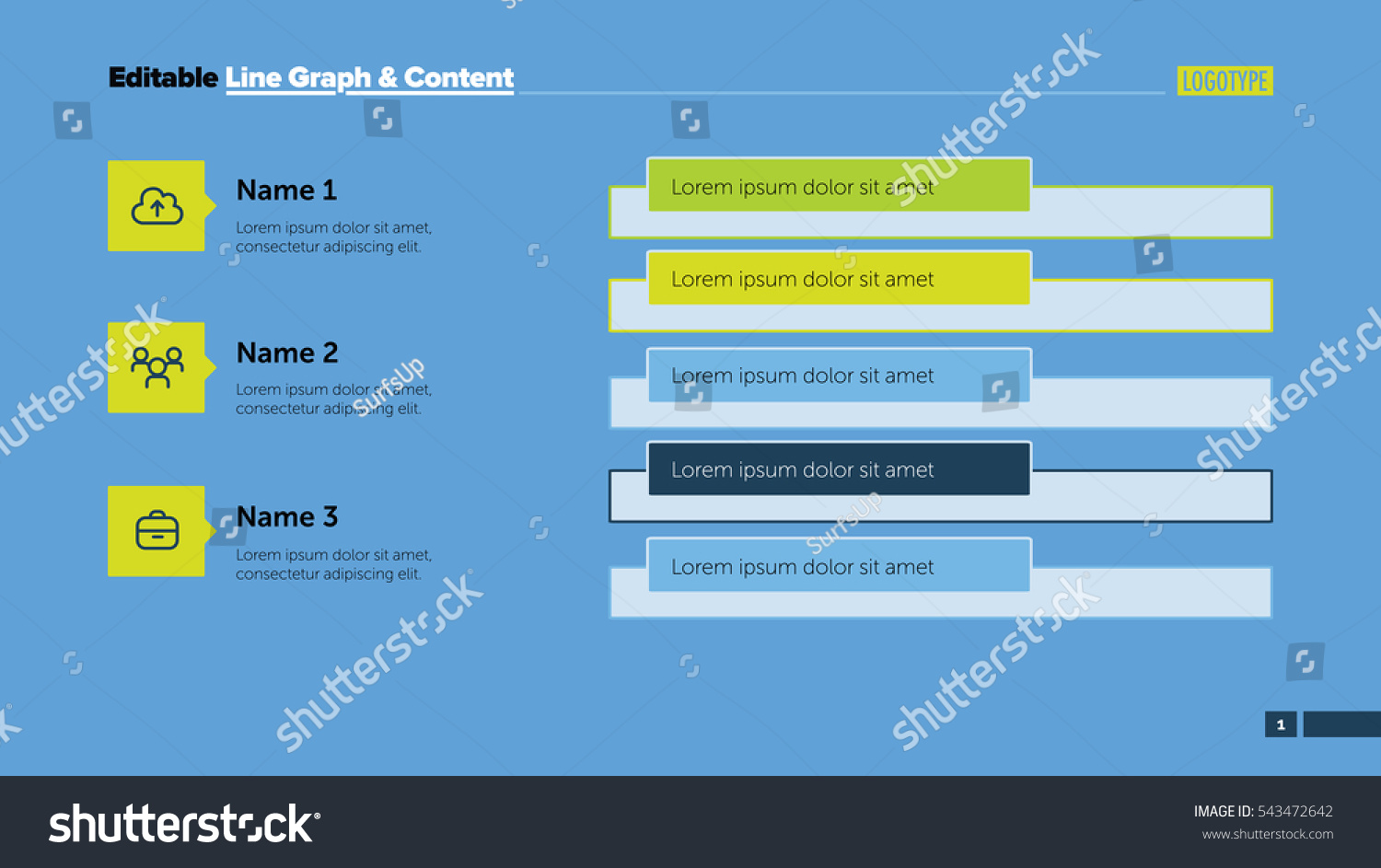 Two Short Lists Slide Template Stock Vector (Royalty Free) 543472642