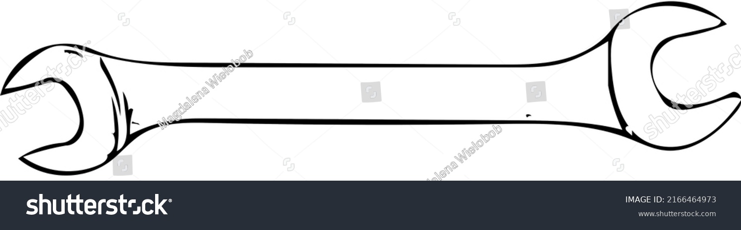 Two Sides Wrench Linear Tool Illustration Stock Vector (Royalty Free ...