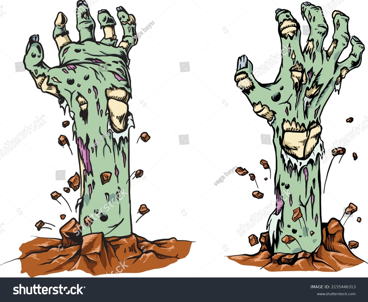 Two Sides Zombie Hands Comes Stock Vector (Royalty Free) 2155446313 ...