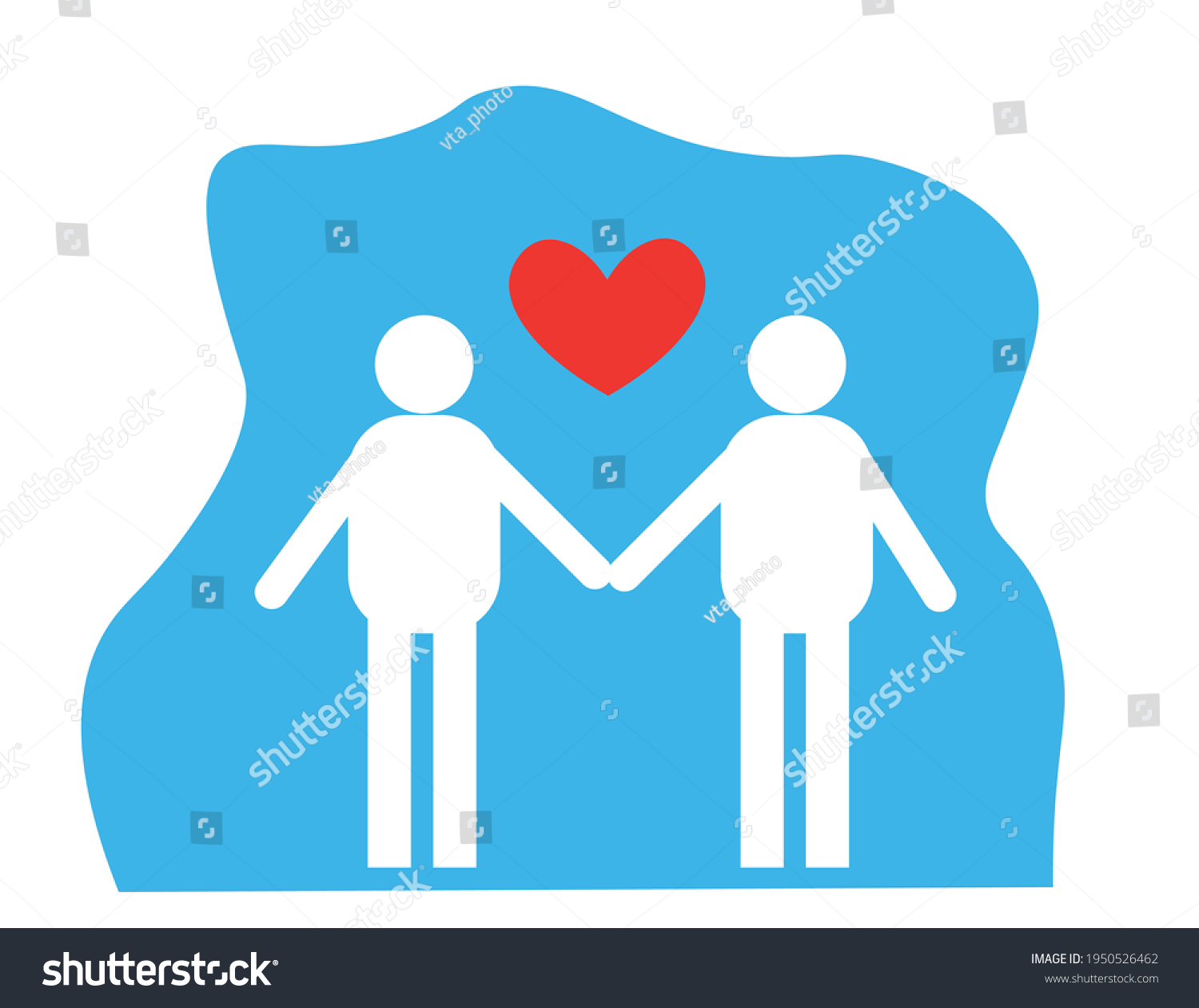 Two Silhouettes Gay Men Holding Hands Stock Vector Royalty Free