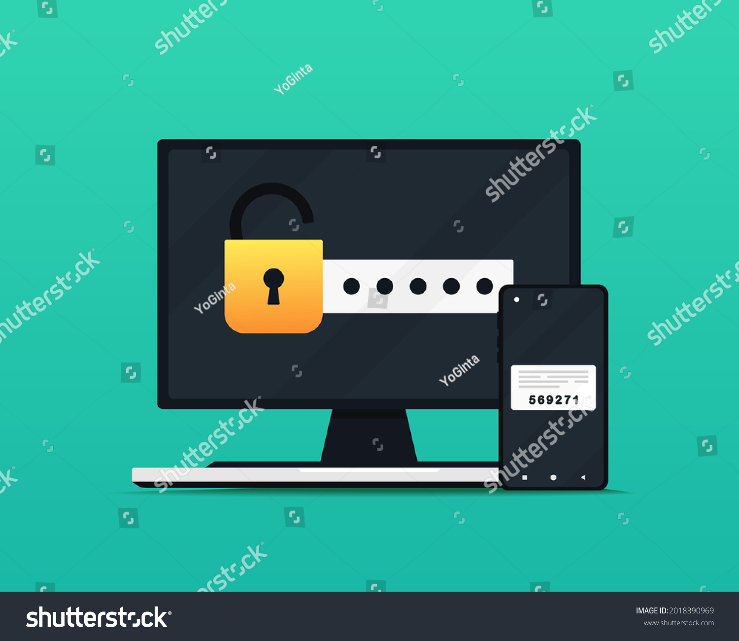 Two Step Authentication Password Authorization Login Stock Vector ...