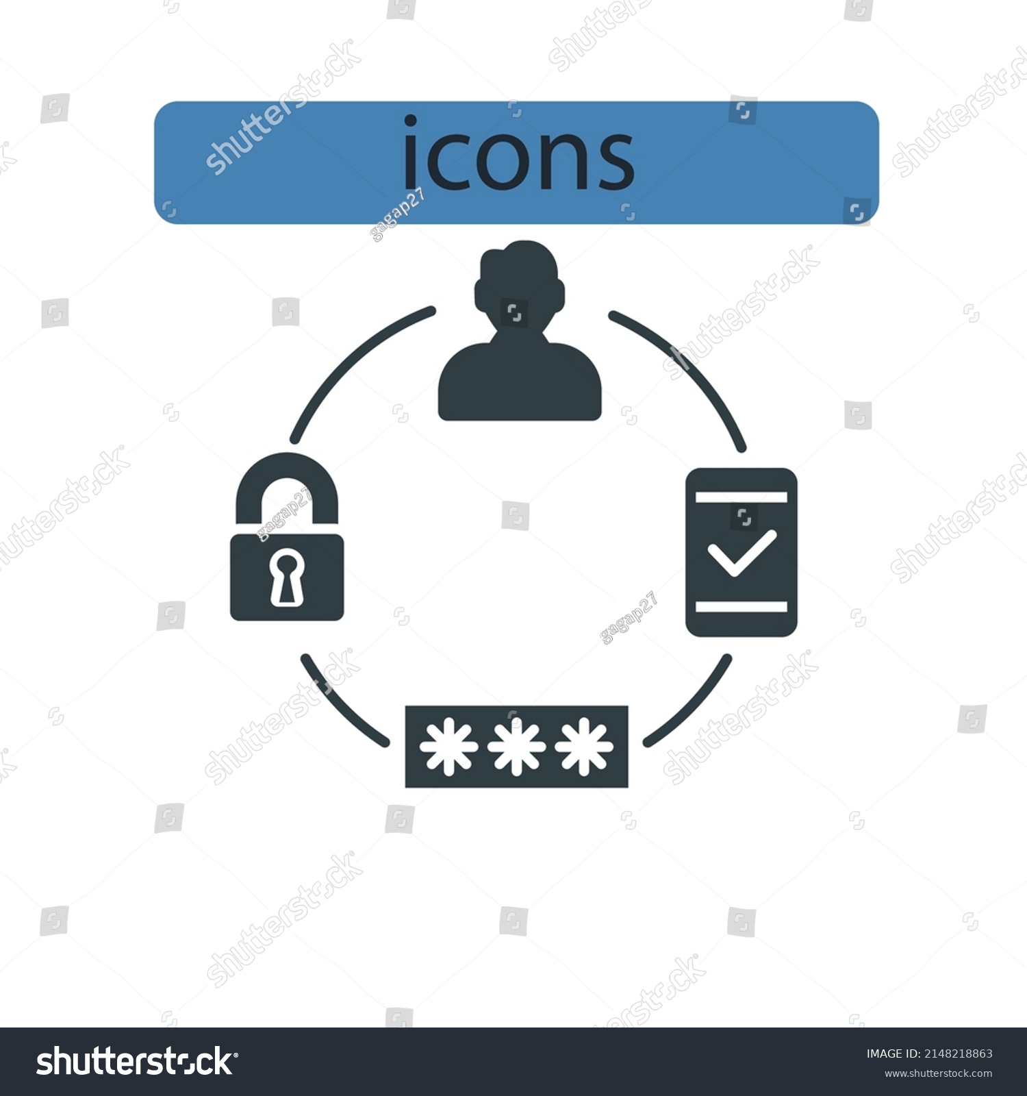 Two Steps Authentication Icons Symbol Vector Stock Vector (Royalty Free ...