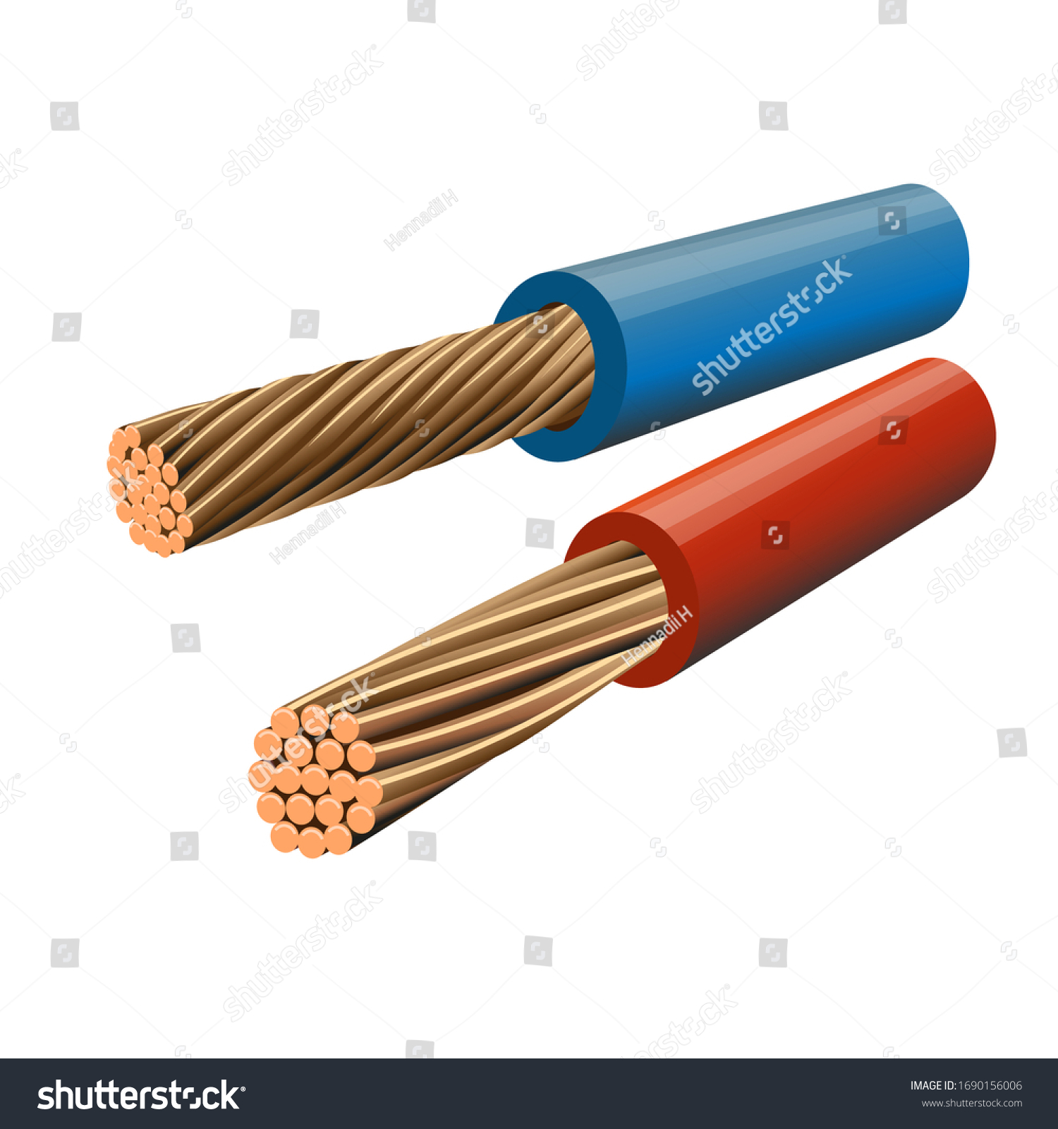Two Stranded Flexible Copper Cables Vector Stock Vector (Royalty Free ...
