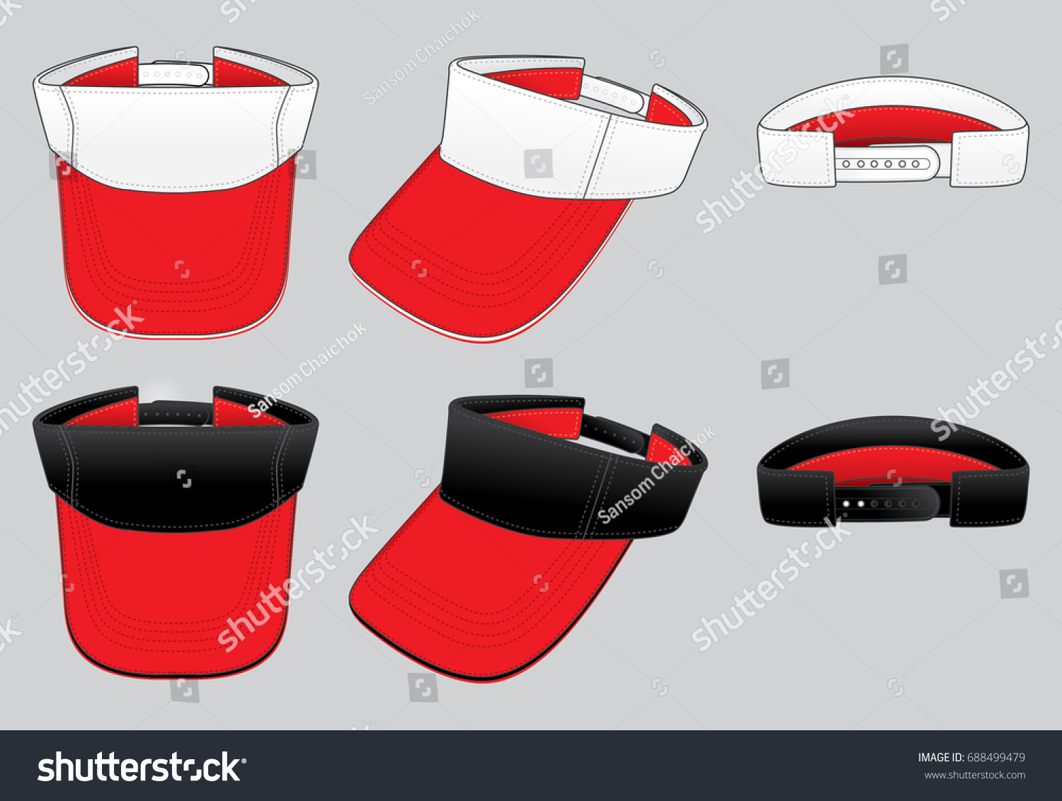 Two Sun Visor Cap Design Whitered Stock Vector (Royalty Free) 688499479 ...