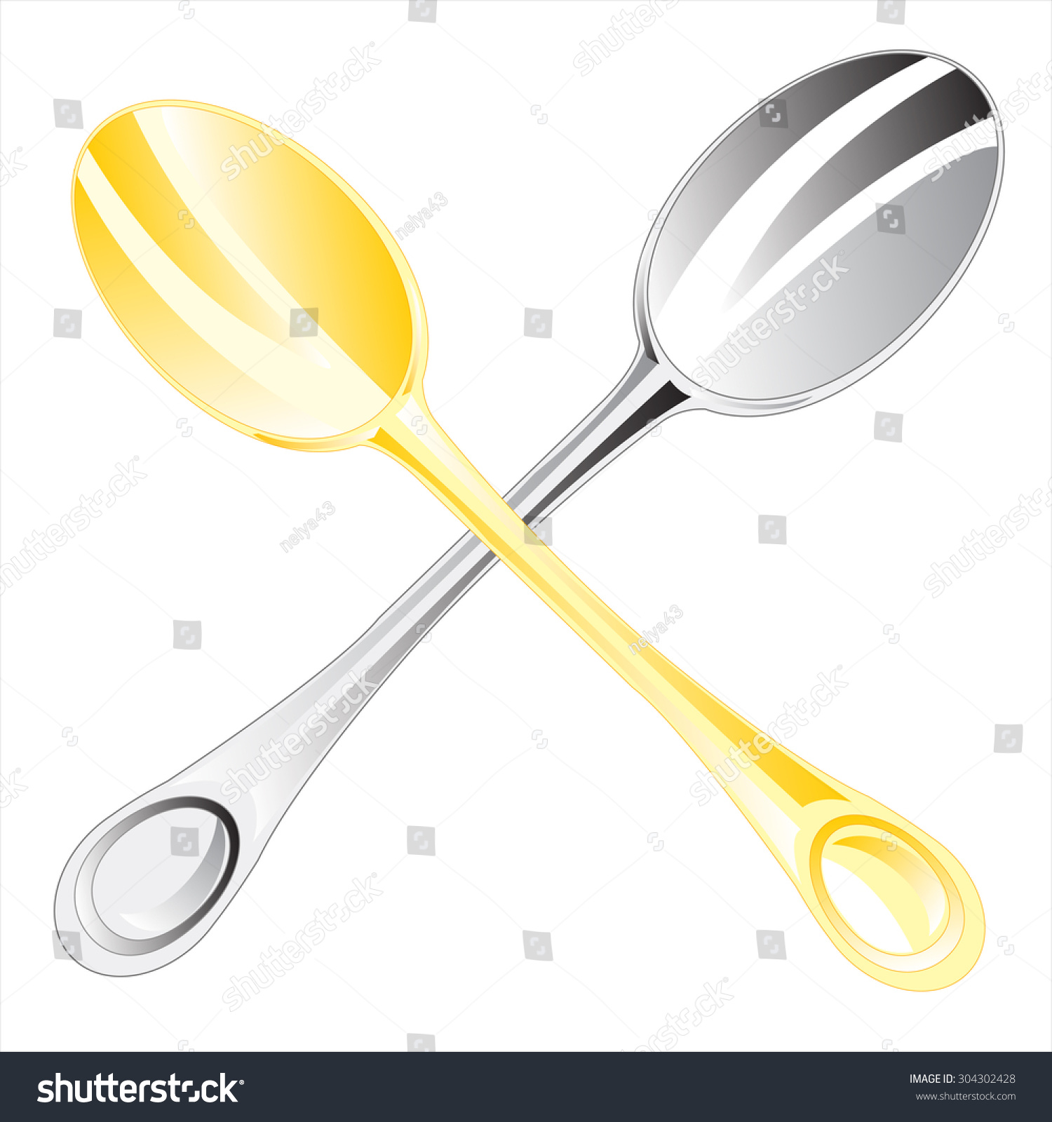 Two Table Spoons On White Background Stock Vector (Royalty Free) 304302428