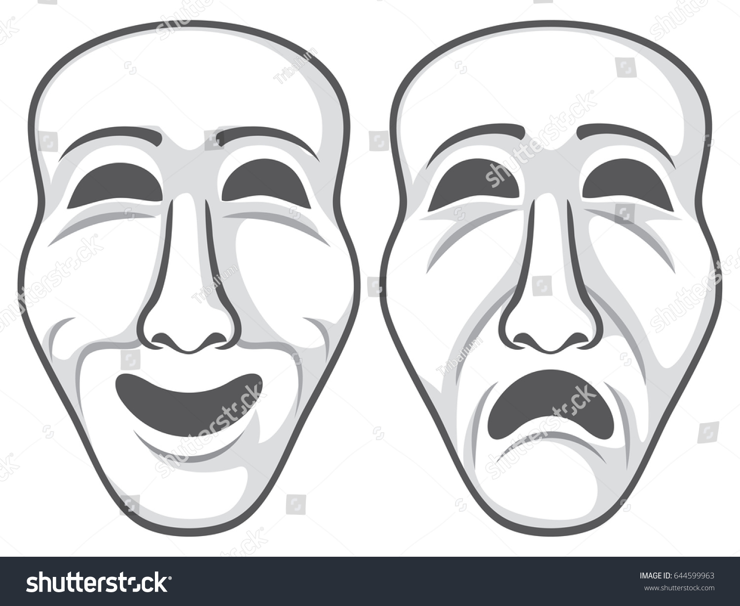 Two Theatre Masks Vector Illustration Stock Vector (Royalty Free ...