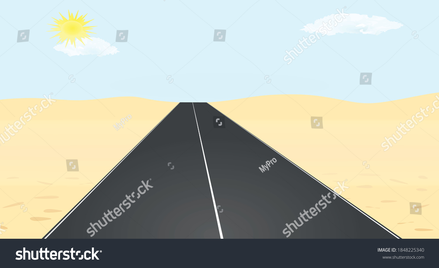 Two Track Road Vector Illustration Stock Vector (Royalty Free ...