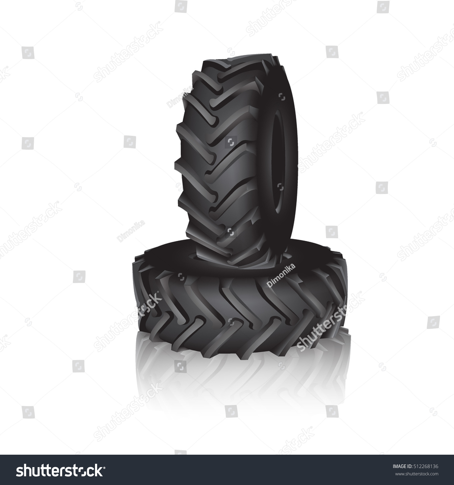 Two Tractor Wheels Isolated On White Stock Vector (Royalty Free ...