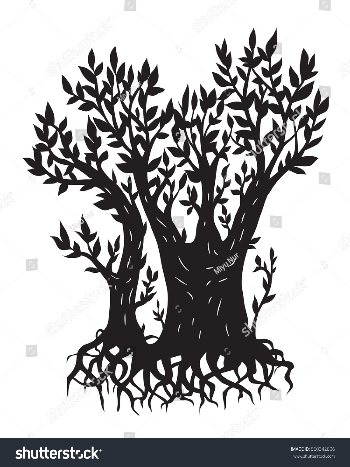 Two Trees Laser Paper Cutting: vector de stock (libre de regalías ...