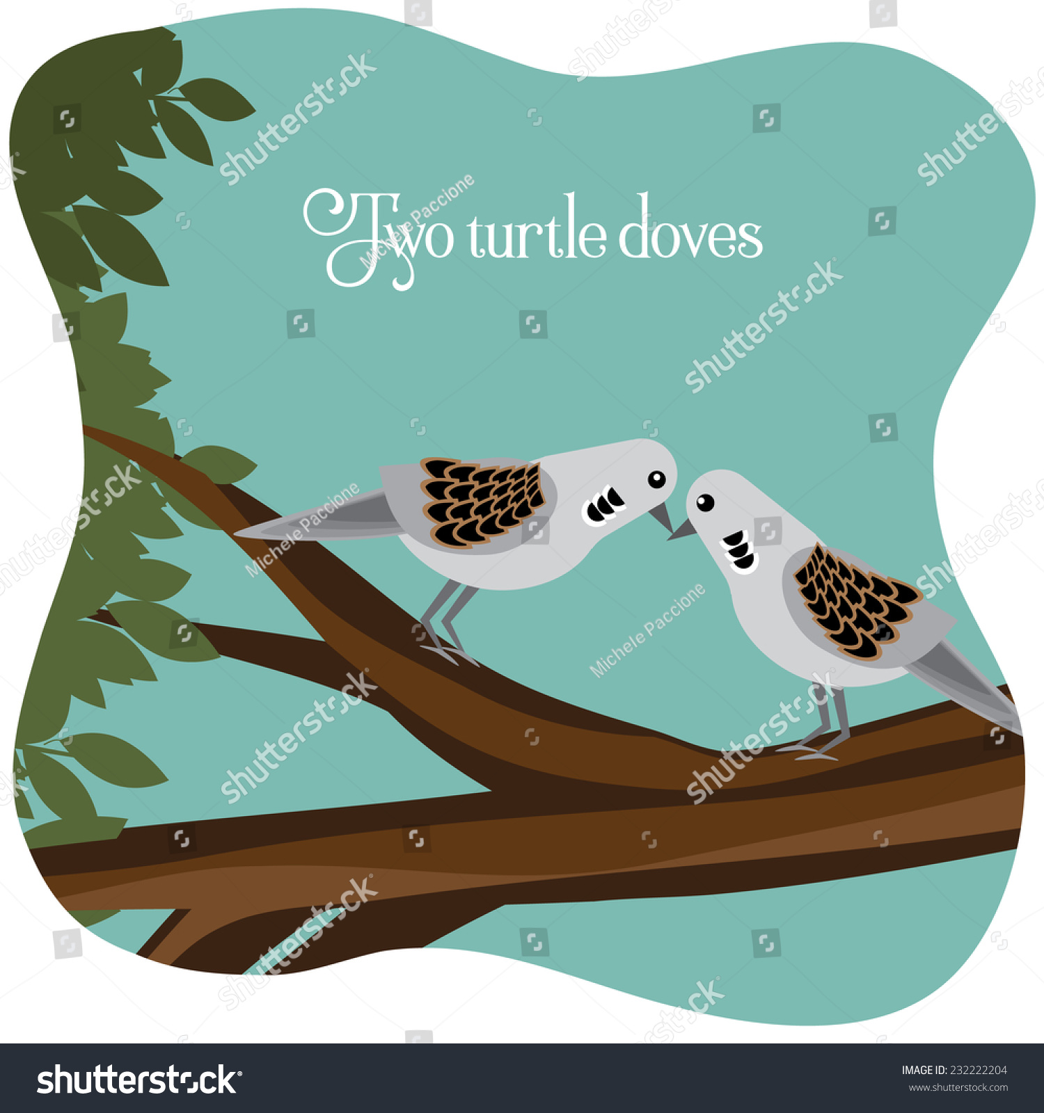Two Turtle Doves On Branch Eps Stock Vector (Royalty Free) 232222204