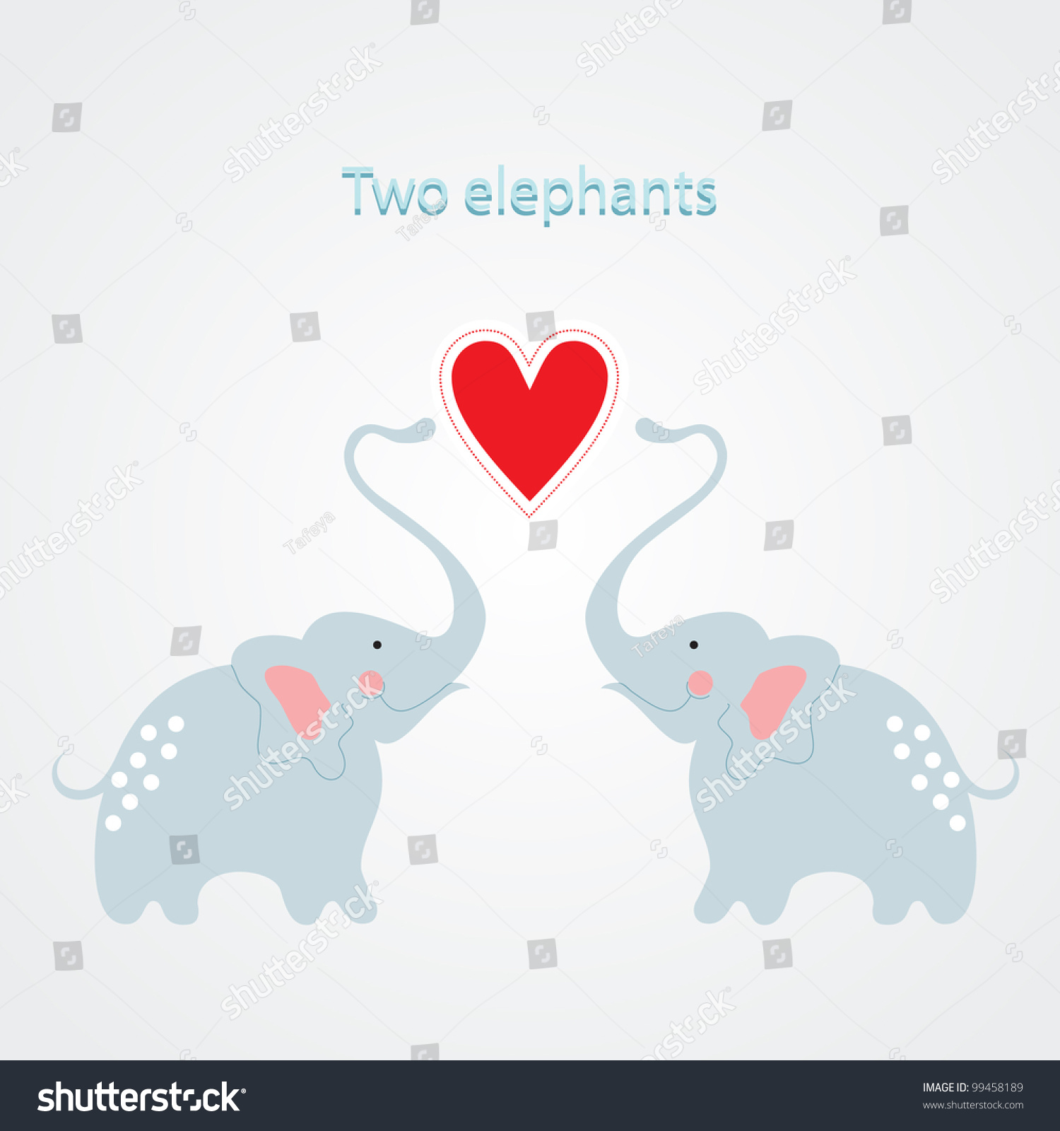 Two Vector Elephants Heart Stock Vector (Royalty Free) 99458189 ...