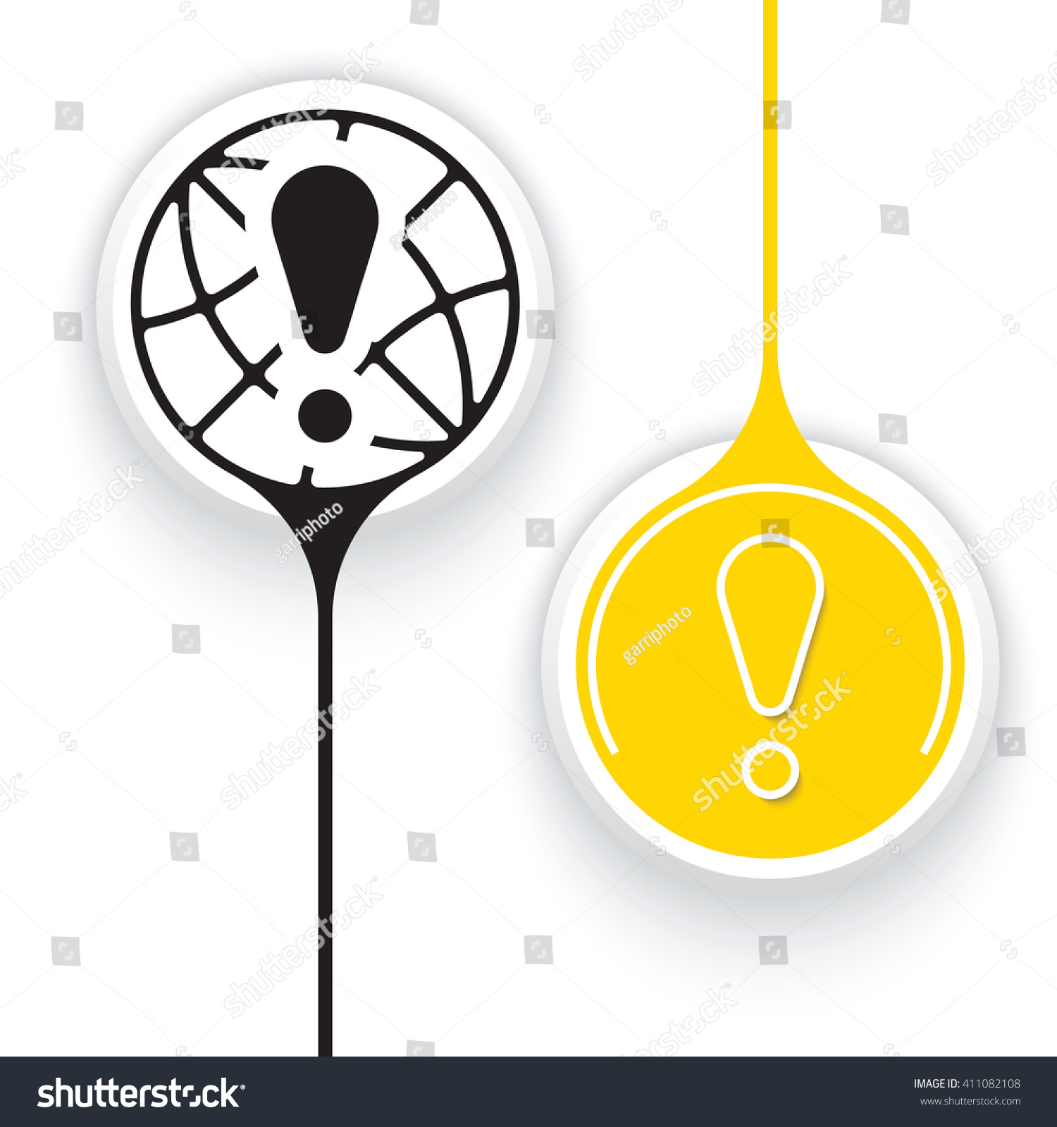 Two Vector Objects Globe Symbol Exclamation Stock Vector (Royalty Free ...