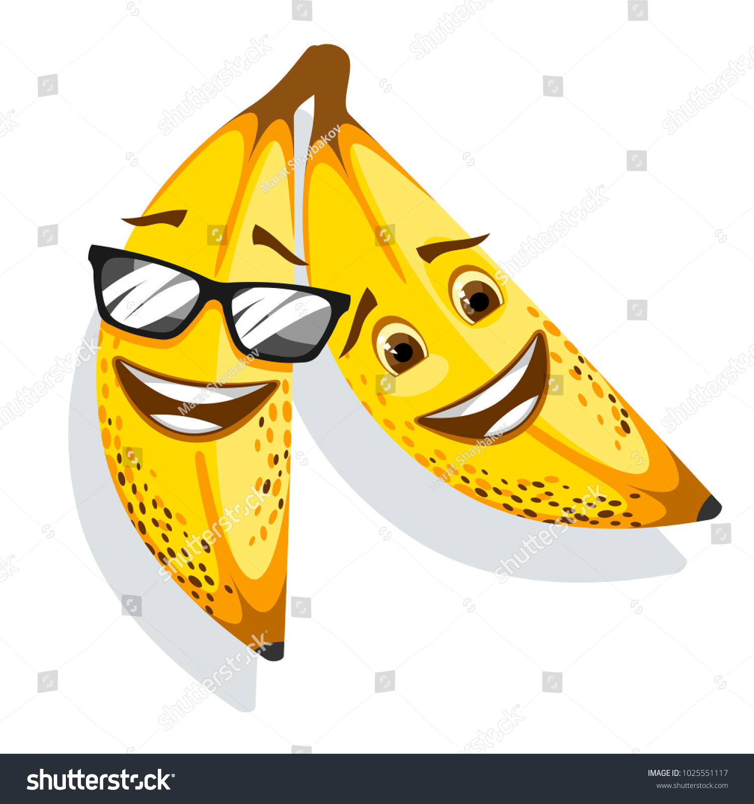 Two Very Funny Smiling Bananas Stock Vector (Royalty Free) 1025551117 ...