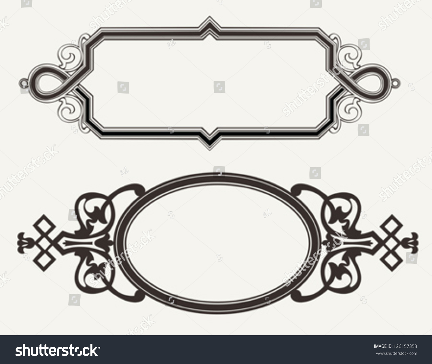 Two Vintage Ornate Engraving Frames Stock Vector Illustration 126157358 ...